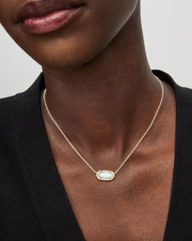 Elisa Kendra Scott Gold Pendant Necklace in Light Blue Illusion